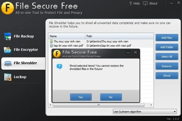 File Secure Free - phần mềm miễn phí bảo vệ dữ liệu hiệu quả