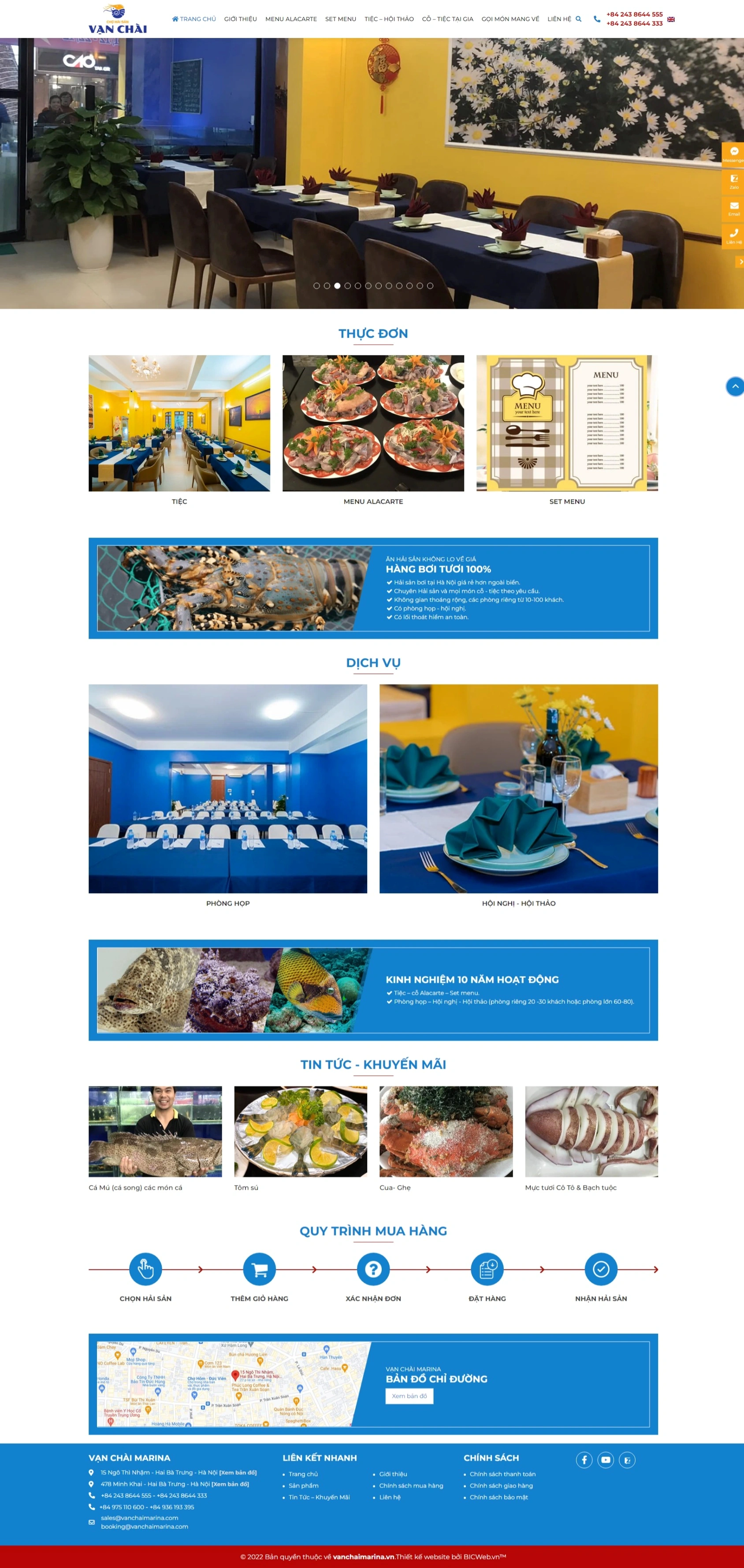 Thiết kế Website nhà hàng Vạn Chài Marina